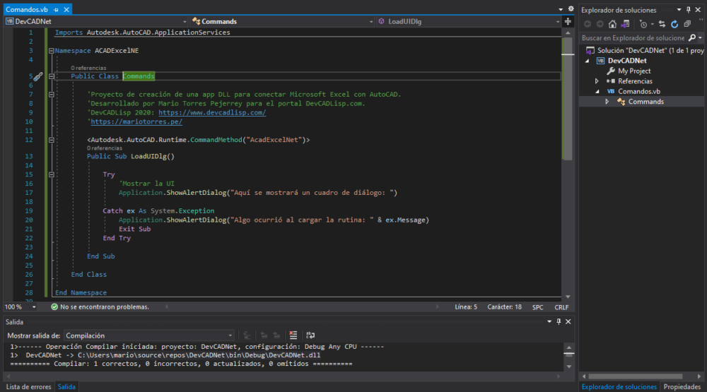 Proyecto Visual Basic .NET para conectar AutoCAD con Excel mediante una DLL – Post #4: Creación ...