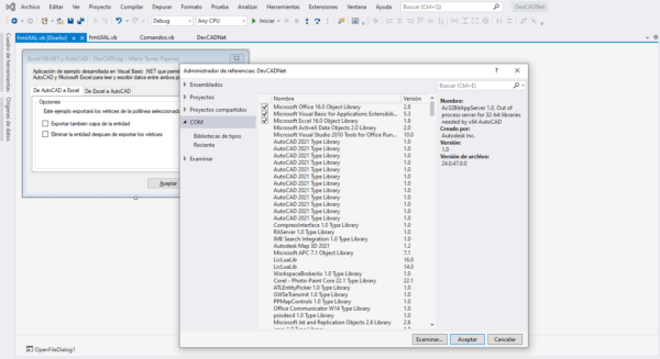 Proyecto Visual Basic .NET para conectar AutoCAD con Excel mediante una ...
