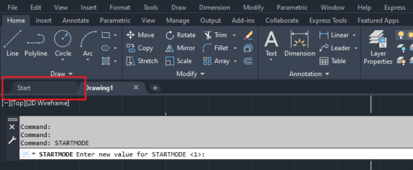 Desactivar y ocultar el Tab de Inicio (Start) de AutoCAD | DevCADLisp